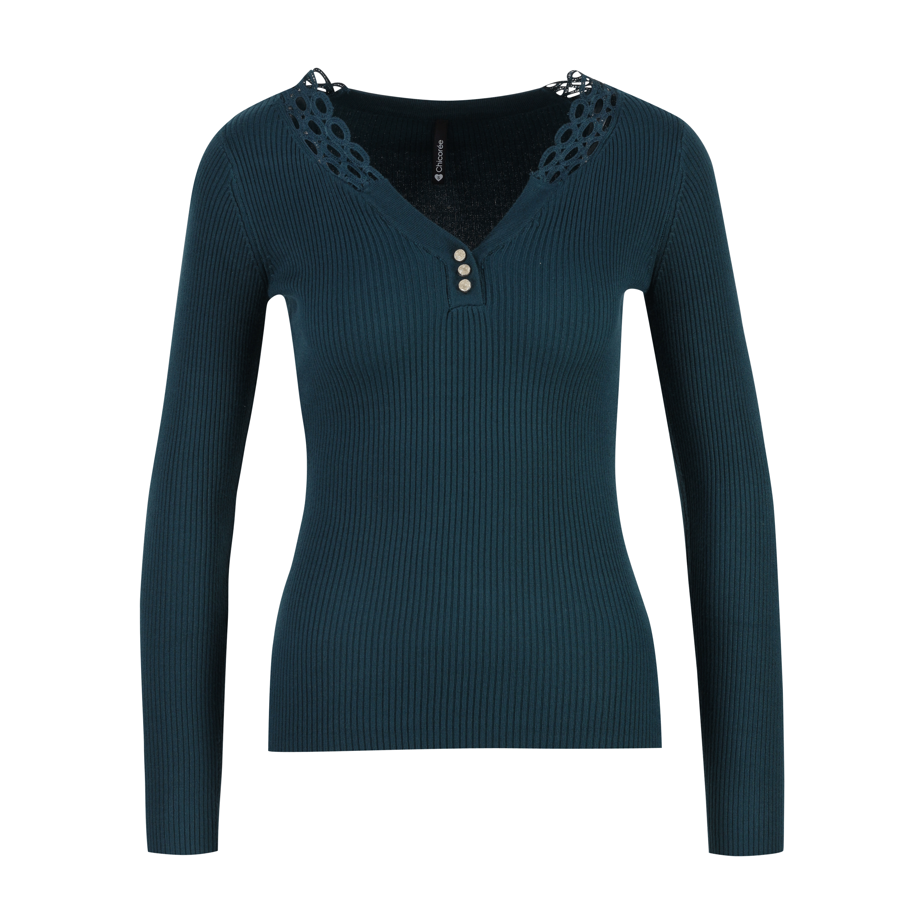 Strick Pullover: Fake Pullover in Petrol CHF 9.95 für Frauen | Chicorée
